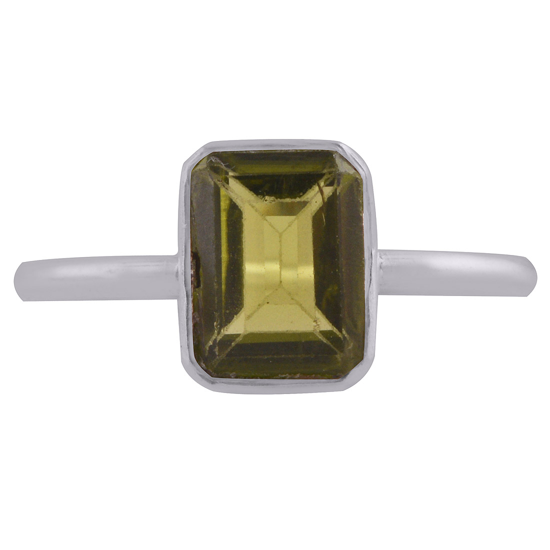 Alluring Gemstone Peridot Rectangle Shape 925 Sterling Solid Silver Ring